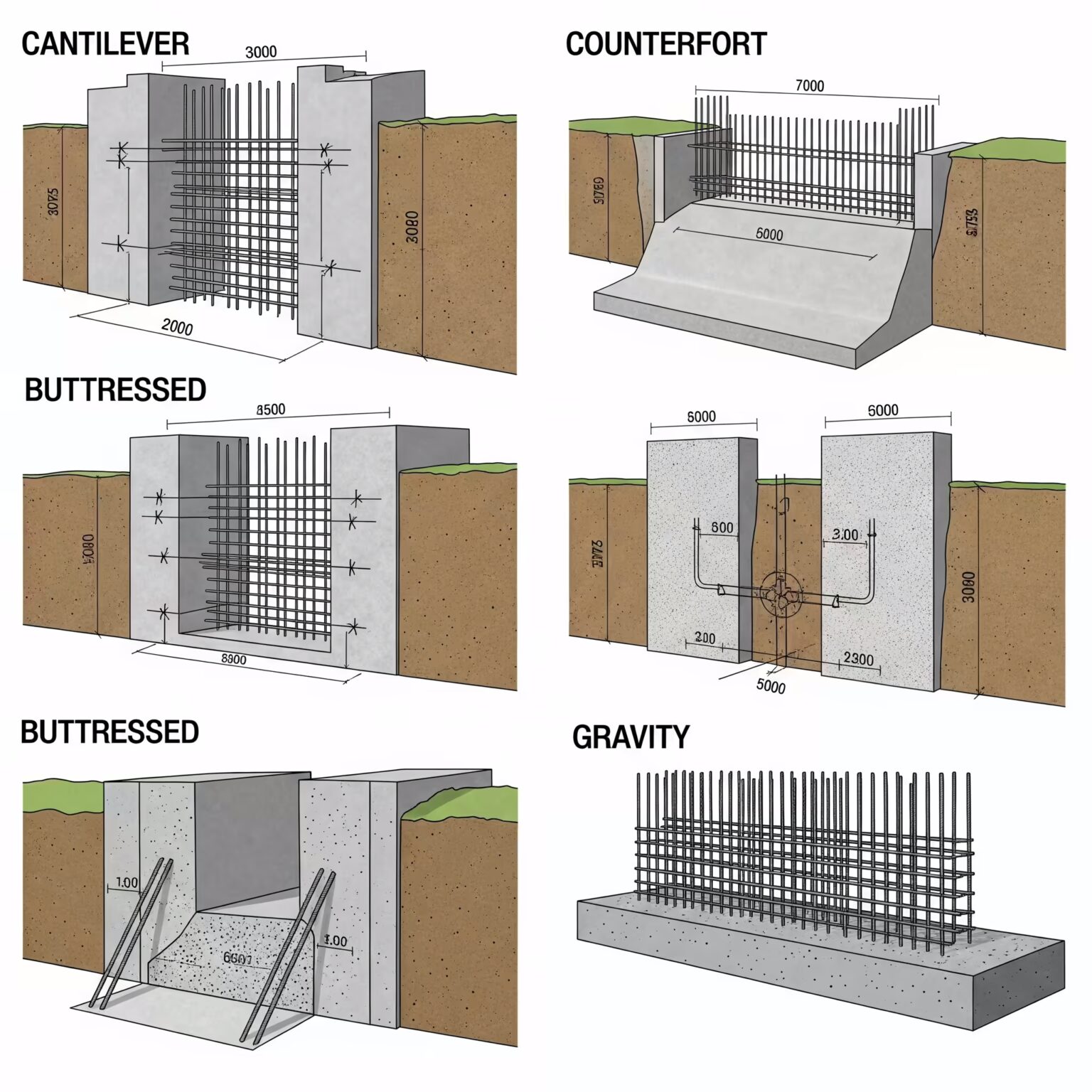 Types of Reinforced Concrete Retaining Walls