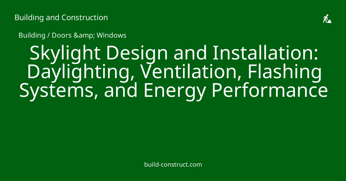 Skylight Design and Installation: Daylighting, Ventilation, Flashing ...